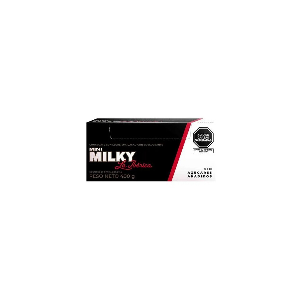 Chocolate LA IBÉRICA Mini Milky Sin Azúcar Barra 20g Caja 20unidades